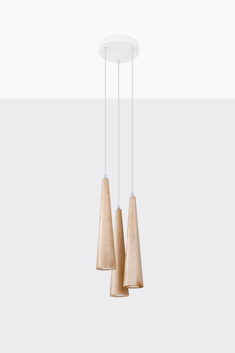 Pendant lamp SULA 3P natural wood – Leam Lights