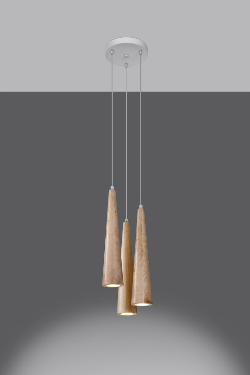 Pendant lamp SULA 3P natural wood – Leam Lights